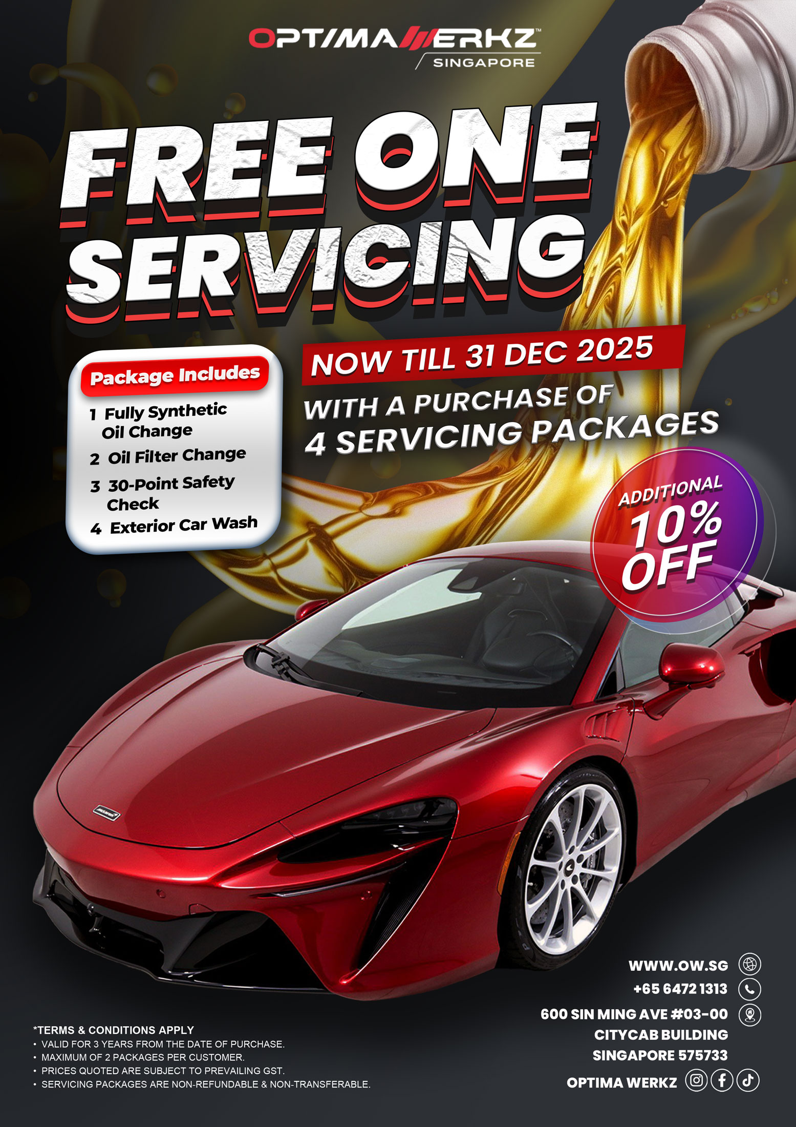 4+1 Car Servicing Package - Optima Werkz